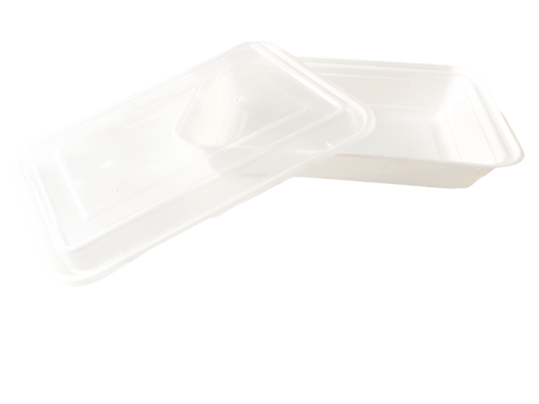 MikeWave - 28oz Microwaveable Containers White Rectangular