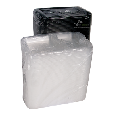 MikeWave - 38oz Microwaveable Containers Black Rectangular 2 compartment